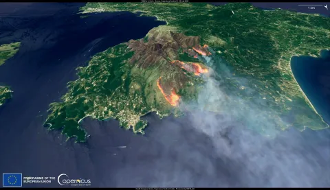 Wildfire outbreak in Corfu, Greece | EU Space Policy